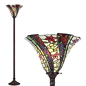 JONATHAN Y JYL8001A Williams Tiffany-Style 71" Torchiere LED Floor Lamp, Tiffany, Traditional, Art Nouveau Style, Office, Living Room, Family Room, Dining Room, Bedroom, Hallway, Foyer, Bronze