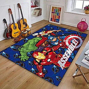 Super Hero Rug for Boys Bedroom, Super Heroes Films Movie Character Area Rug for Living Room Bedroom Sofa Mat Door Mat Kitchen Carpet 16, 4x6 ft