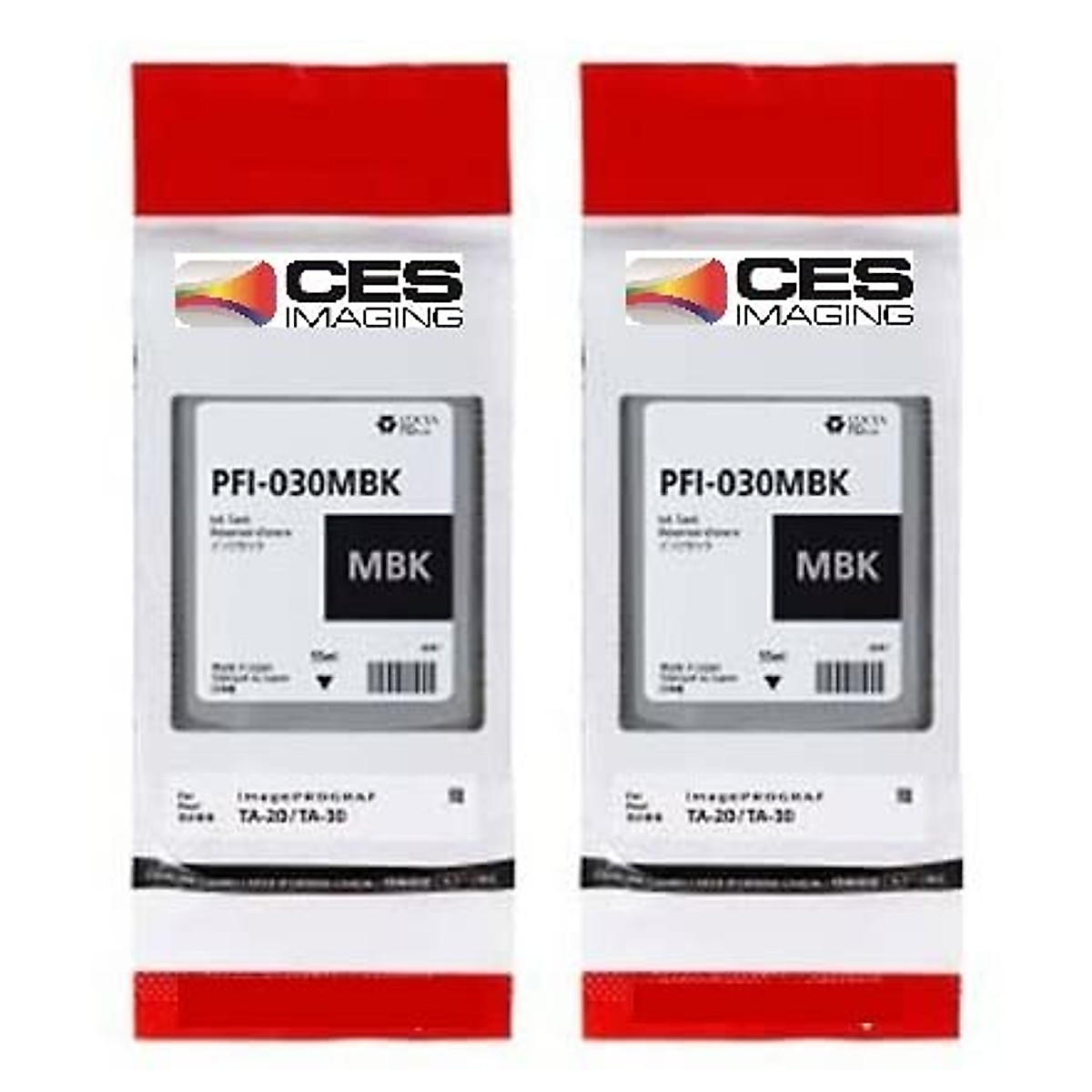 CES Imaging Canon Replacement PFI-030MBK Matte Black 2-Pack 55ml Ink Tanks in Retail Package