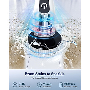 Electric Spin Scrubber, LOSUY Cordless Cleaning Brush with 7 Replaceable Drill Brush Heads and 54 Inch Adjustable Extension Arm, Power Shower Scrubber for Bathroom, Kitchen, Floor, Tile, Tub