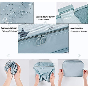 Lightweight 6 Pcs Packing Cubes System, Travel Storage Packing Organizers Laundry Bags Compression Pouches for Luggage (Upgraded Blue)