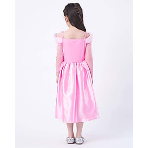 IKALI Girls Princess Dress up Costume Halloween Cosplay Pink Party Dress