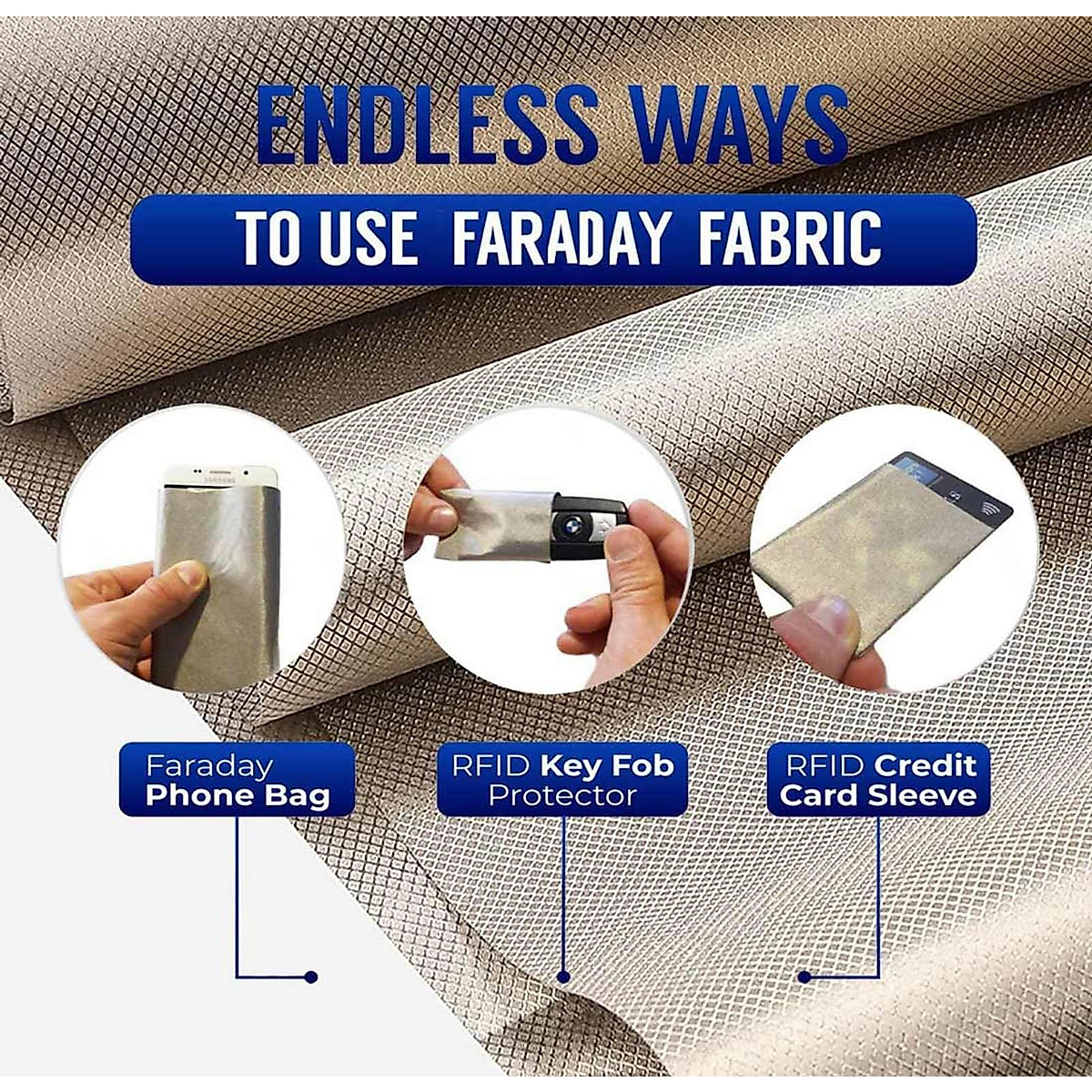 YSPP Faraday Fabric Blocking RFID/RF Radiation Protection EMF Blockers RFID Blocking Fabric EMF Shield WiFi Jammer EMF Shielding Curtains,silver-6x1.1m
