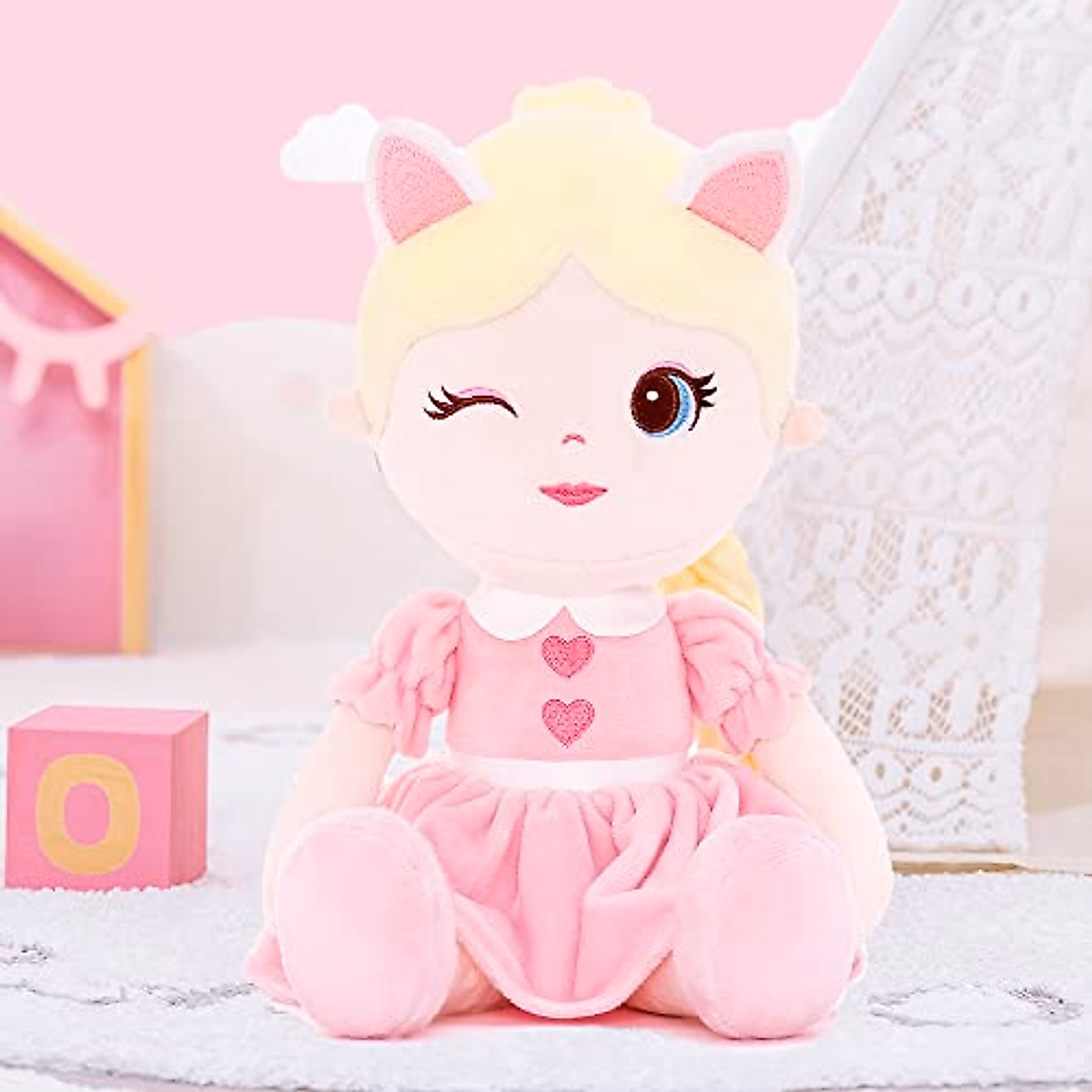 Lazada Baby Doll Soft Plush Girl Toys Kitty Girls with Braids Pink 16"