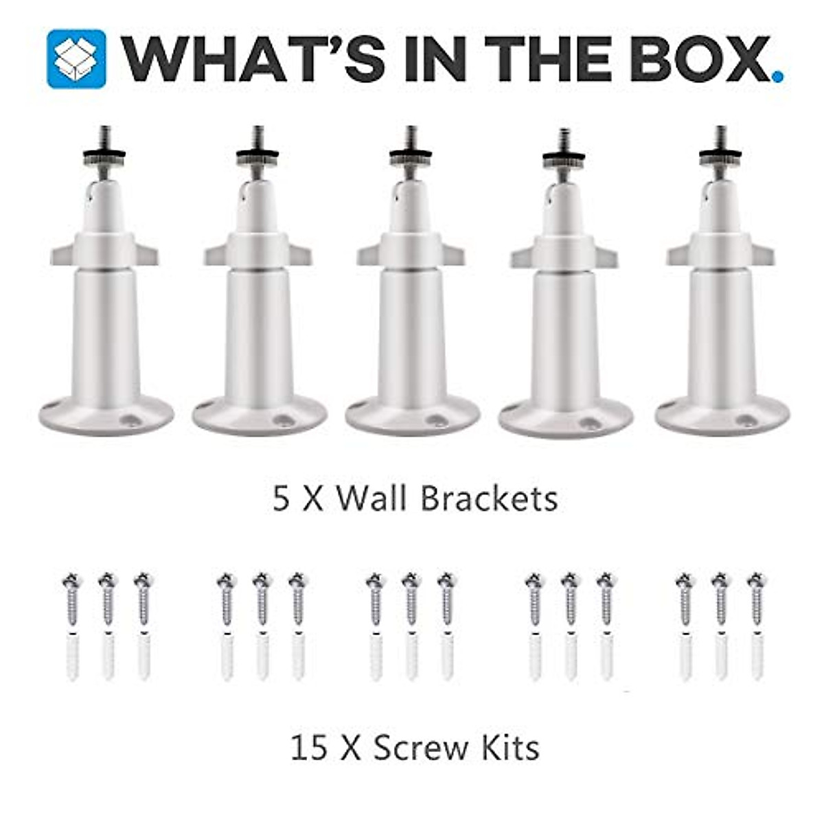 AxPower Metal Wall Mount Adjustable Indoor/Outdoor Aluminium Alloy Security Camera Yard Mount Compatible with Arlo, Arlo Pro 3, Arlo Pro 2, Arlo Ultra, Ring Stick Up Cam (5 Pack, White)