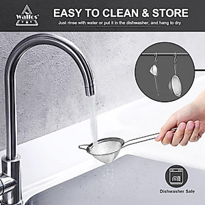 Walfos Fine Mesh Strainer 4PCS, Versatile Kitchen Strainer with Handle - 7", 5", 3.3", 2.8" Sieve Fine Mesh Stainless Steel, Metal Strainers and Sifters for Rice, Quinoa, Tea, Cocktail, Pasta, Juice