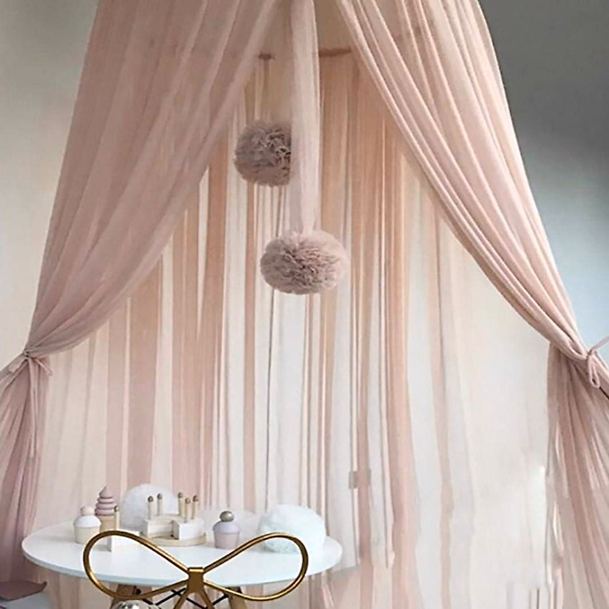 difcuyg5Ozw Lightweight Home Bed Netting Hanging Chiffon Balls Decoration, Lovely Mosquito Net Ornament Accessories - Pink
