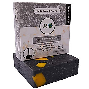 360Feel Old fashioned Pine Tar Soap exfoliant Handmade Man Soap - Made with real Tar and honey, Masculine fragrance