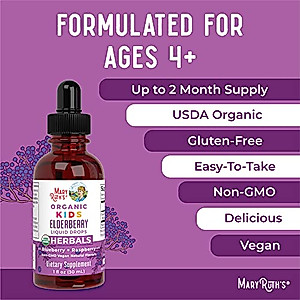 MaryRuth Organics Cocomelon Kids Elderberry Syrup, USDA Organic Elderberry, Sugar Free Kids Immune Support Supplement for Ages 4-13 Years, Clean Label Project Verified®, Vegan, Gluten Free, 1 Fl Oz
