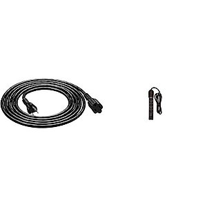 Amazon Basics Extension Cord - 10 feet - US - Black & 6-Outlet Surge Protector Power Strip, 790 Joule - Black