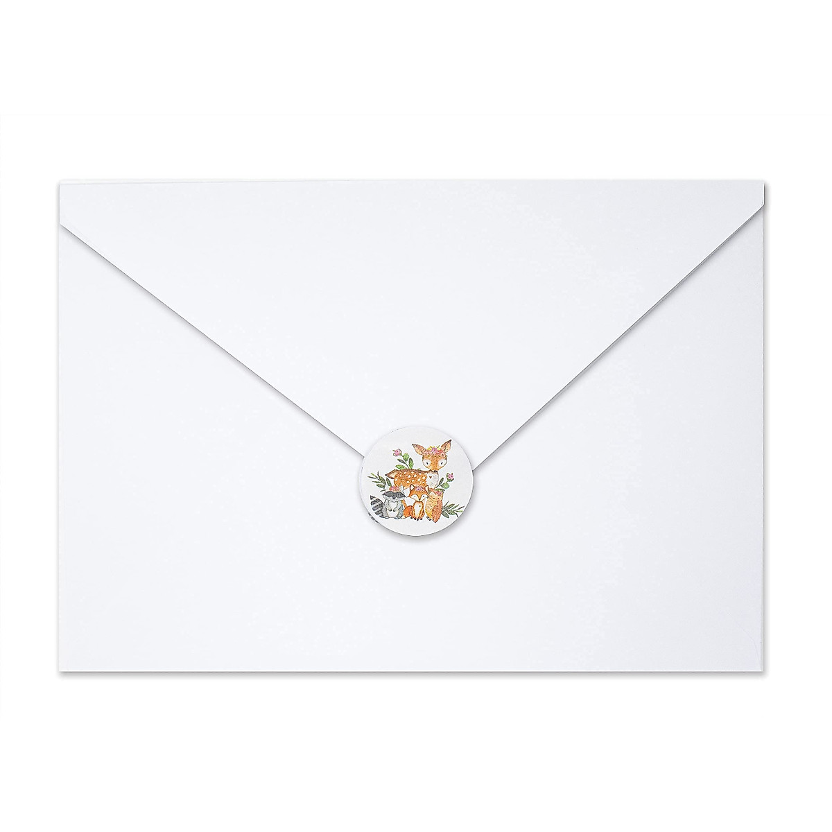 50 Pack Watercolor Girl Woodland Greenery Thank You Cards, Cute Thank You Notes with Envelopes & Stickers, Baby Shower, Birthday any Occasion Large Size 4x6 Animal Fox Raccoon Deer Owl Gratitude For Party, Children Stationery