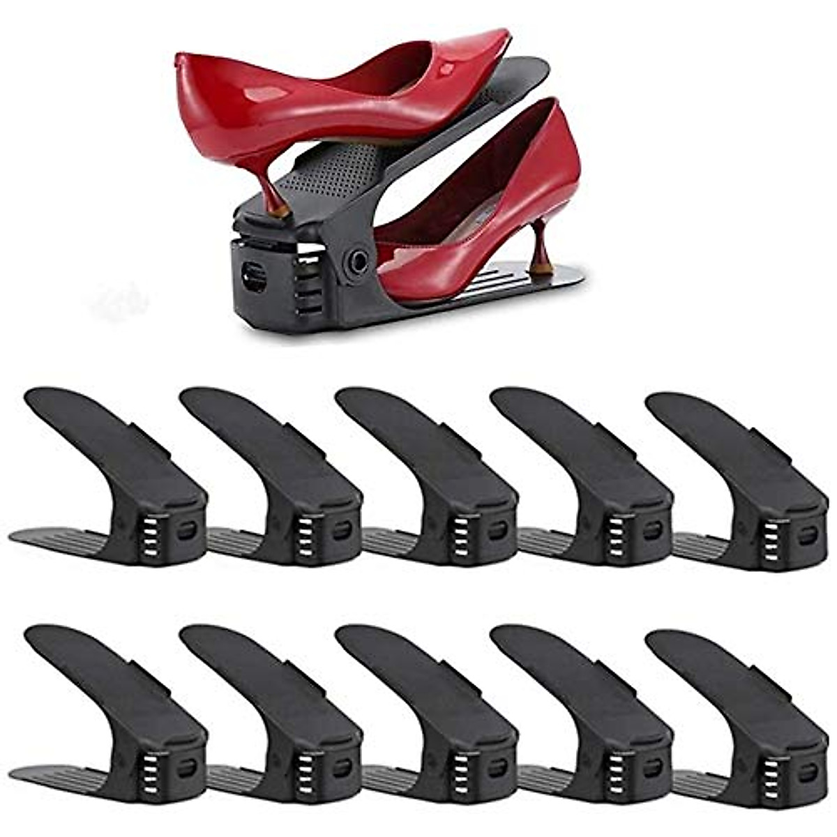 Shoe Slots Organizer, 10pcs 4 Layer Adjustable Shoes Slots Space Saver for Closet Better Stability Shoes Storage Rack Shoes Holder