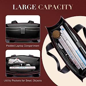 Missnine Laptop Bag for Women - 15.6 inch Large Computer Shoulder Bag PU Leather Work Tote Office Briefcase Handbag