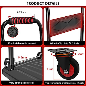 Platform Trucks Push Cart Dolly Heavy Duty with 880 LBS Capacity and Swivel Wheels 29"x19" Flatbed Hand Cart Flat Dolly Cart Easy Moving Storage for Groceries, Office, Garage, Warehouse