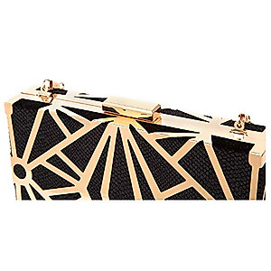 CARIEDO Women Evening Bag Elegant Clutch Purse Exquisite Velvet Metal Hollow out Handbags Prom Wedding Party (black)