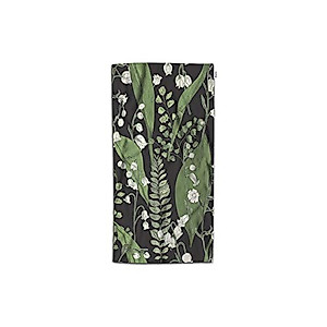 Moslion Lily Hand Towels 30Lx15W Inch Valley Fern Floral Buds Leaves Stems Hand Drawn Wildflower Spring Plant Hand Towels Kitchen Hand Towels for Bathroom Soft Polyester-Microfiber