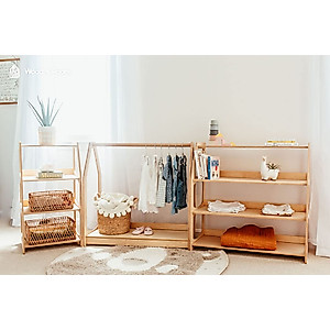 WOOD&ROOM Montessori Inspired Book Organizer for Kids Room Shelf for Classroom and Home | Promotes Independence and Learning | Sturdy and Safe Bookcase for Toys and Books (Shelf 4S)
