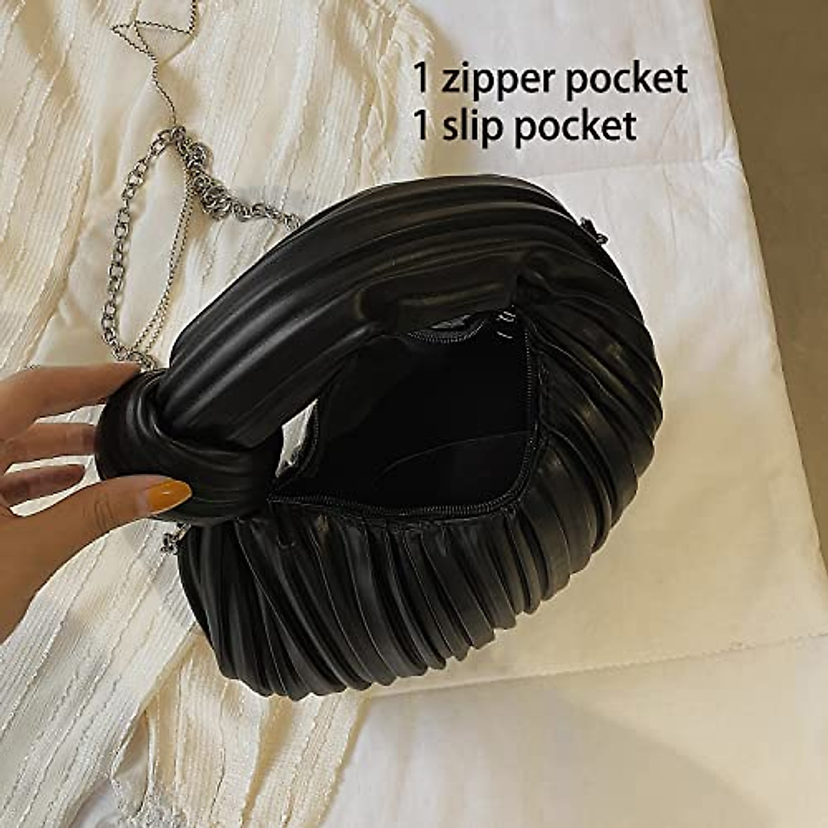 ELDA Knotted Clutch Crossbody Purse for Women Cloud Handbag Fashion Dumpling Bag Ruched Pouch Bag
