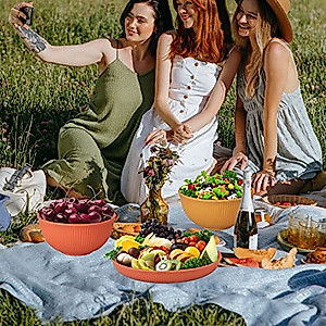 48 Pcs Wheat Straw Dinnerware Sets, Unbreakable Plates and Bowls Sets, Reusable Dinnerware Sets for 4 People, Travel Camping Picnic Home Party Cutlery Set, Dishwasher Microwave Safe Dishes