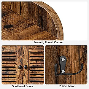 HOOBRO Medicine Cabinet, Double Doors Bathroom Wall Cabinet with Towel Bar, Adjustable Shelf, 2 Hooks, Over The Toilet Storage Cabinet, for Bedroom, Kitchen, Rustic Brown BF46CW01