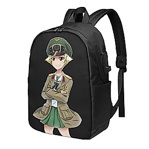 Girls und Panzer 17 Inch Laptop Backpack Unisex Travel Backpack with USB Charging Port Bookbag Daypack
