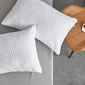 NTCOCO 2 Pillows, Shredded Memory Foam Bed Pillows for Sleeping, with Washable Removable Cooling Hypoallergenic Sleep Pillow for Back and Side Sleeper, Queen (2-Pack)