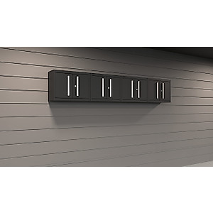 Crownwall Pro Series Fully Assembled Wall Cabinet, Garage Storage, Home Organizer Storage System (Black with Silver Handles)