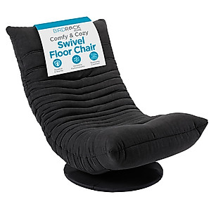 BIRDROCK HOME Swivel Floor Chair for Adults & Kids - 360-Degree Rotating Lounge Chair - 8" Thick Cushion Banana Chair Foldable & Comfy Back Support Seat for Gaming Reading Watching Relaxing - Charcoal