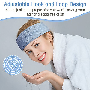 Geosar 40 Pcs Spa Headbands Bulk Spa Facial Headbands Adjustable Face Washing Headband Head Wrap Makeup Hair Wrap Double Layer Coral Fleece Hair Band for Bath Shower Sports Yoga