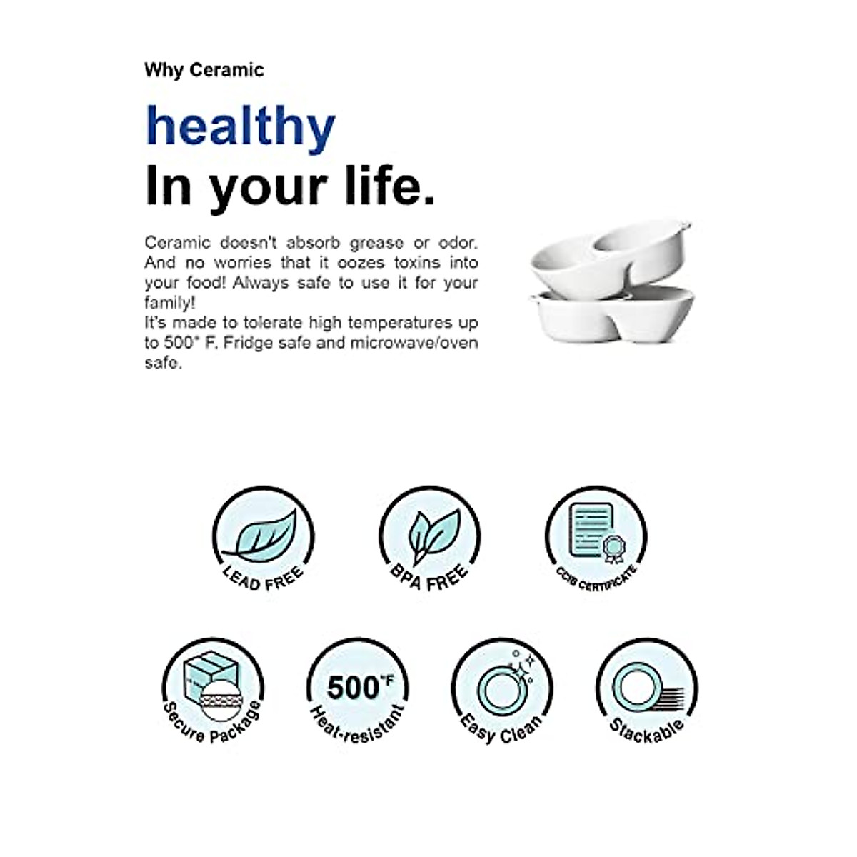 LE TAUCI Chip and Dip Bowls, Anti-Soggy Cereal Bowl, Soup and Side/Cracker Bowls Sets for Breakfast, Soup and Sandwich, Bread Dipping Bowls, Set of 2, White