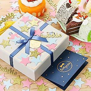 MIKIMIQI 250 Pieces Twinkle Star Glitter Confetti for Baby Shower, Gender Reveal Confetti Gold Blue Pink Stars Confetti Glittery Confetti for Gender Reveal Party Decorations Stars Birthday Party Supplies