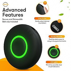 Time Me Timer - The Rest Time Fitness Timer - Countdown Gym Timer and Stopwatch To Help Track Rest Time While Working Out - Easy to Use Vibrating Timer - Small Compact Design With Rechargeable Battery