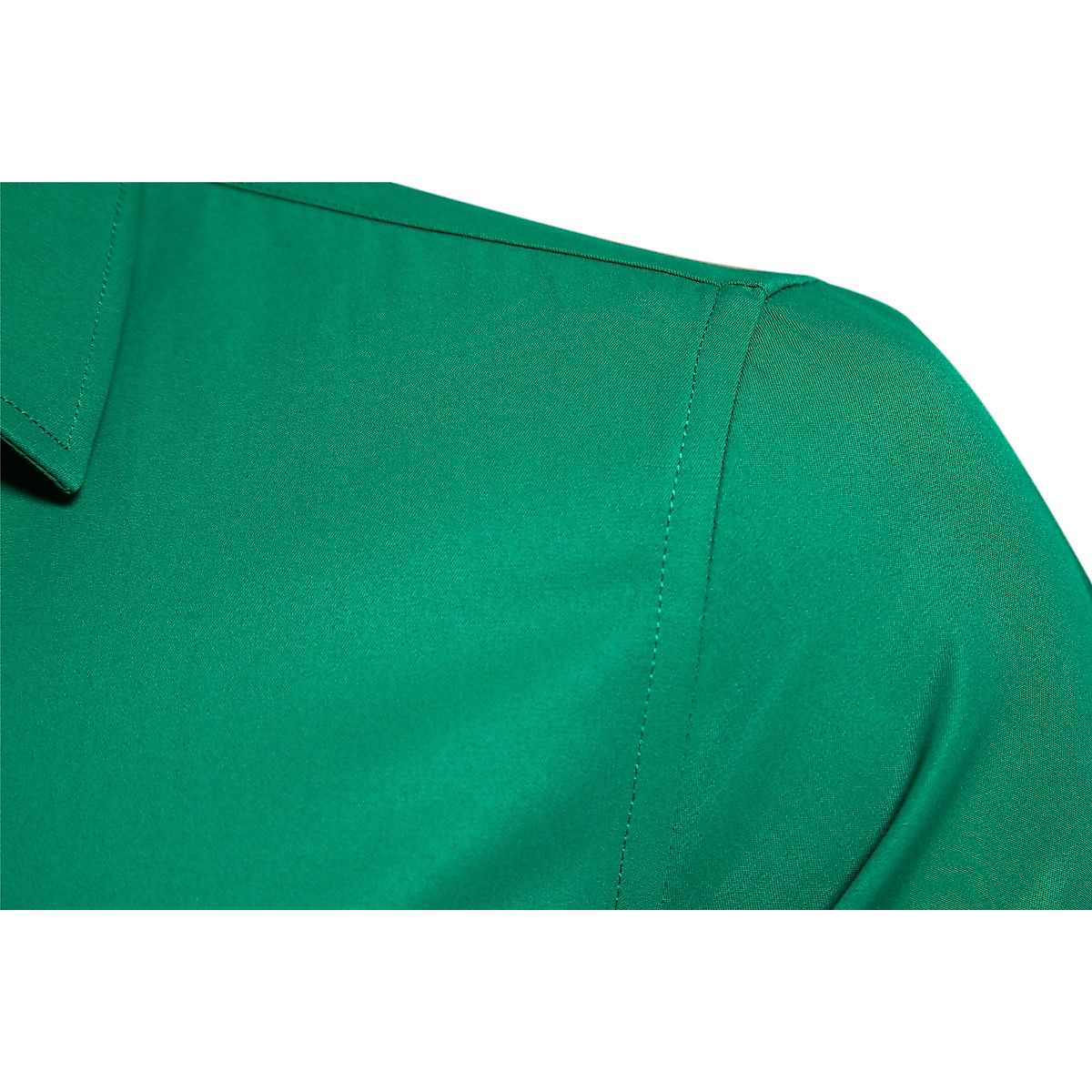 DELCARINO Men's Long Sleeve Button Up Shirts Solid Slim Fit Casual Business Formal Dress Shirt Green Large