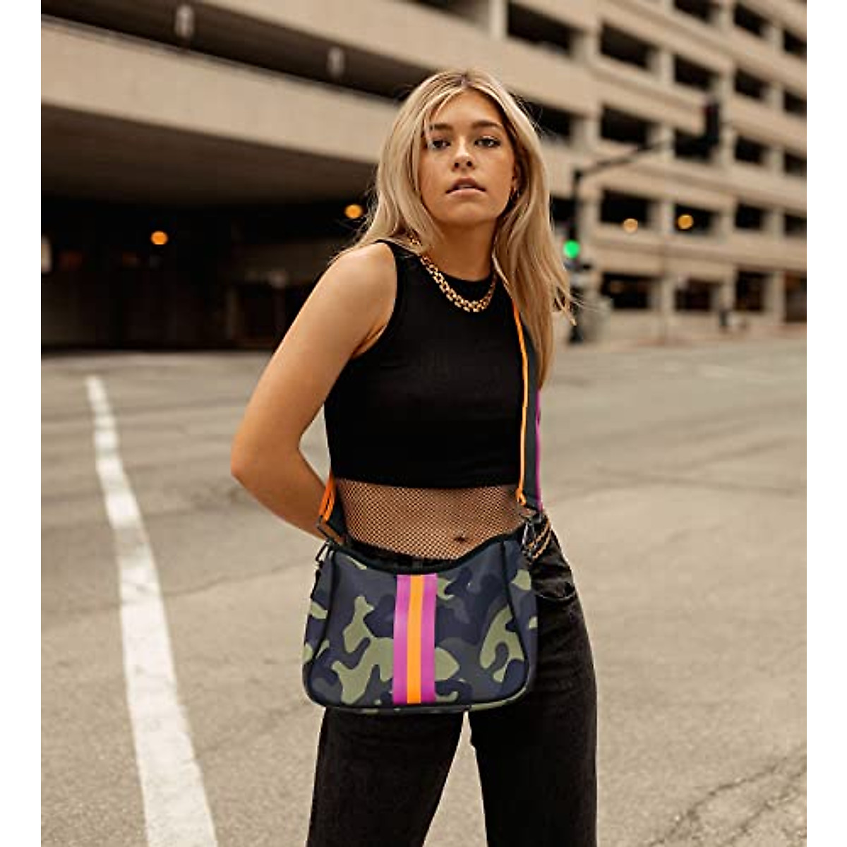 ORAD Small Shoulder Handbag, Neoprene Bag Crossbody Bag for Women Hobo Handbags Womens Crossbody Purse (Camo)