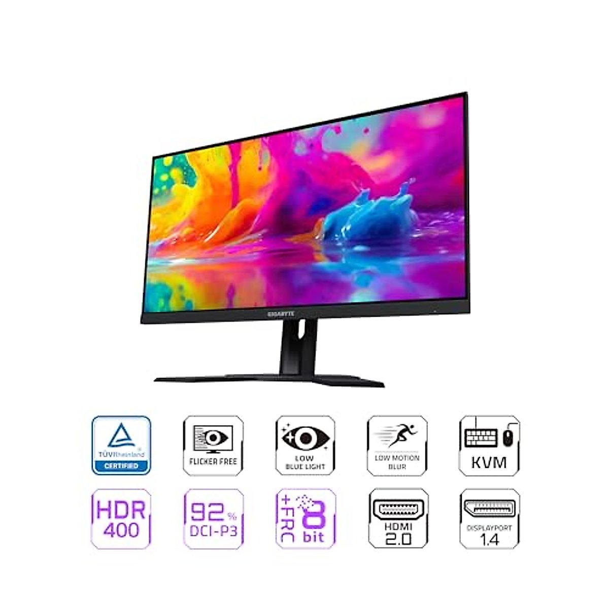 GIGABYTE M27Q 27" 165Hz 1440P -KVM Gaming Monitor, 2560 x 1440 SS IPS Display, 0.5ms (MPRT) Response Time, 92% DCI-P3, HDR Ready, FreeSync Premium, 1x Display Port 1.2, 2x HDMI 2.0, 2x USB 3.0