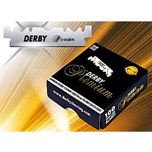 Derby Premium Single Edge Razor Blades, Razor Blades, Single Edge, Ultra Sharp, Chromium - Ceramic - Platinum - Tungsten and Polymer Coated Edges (2)