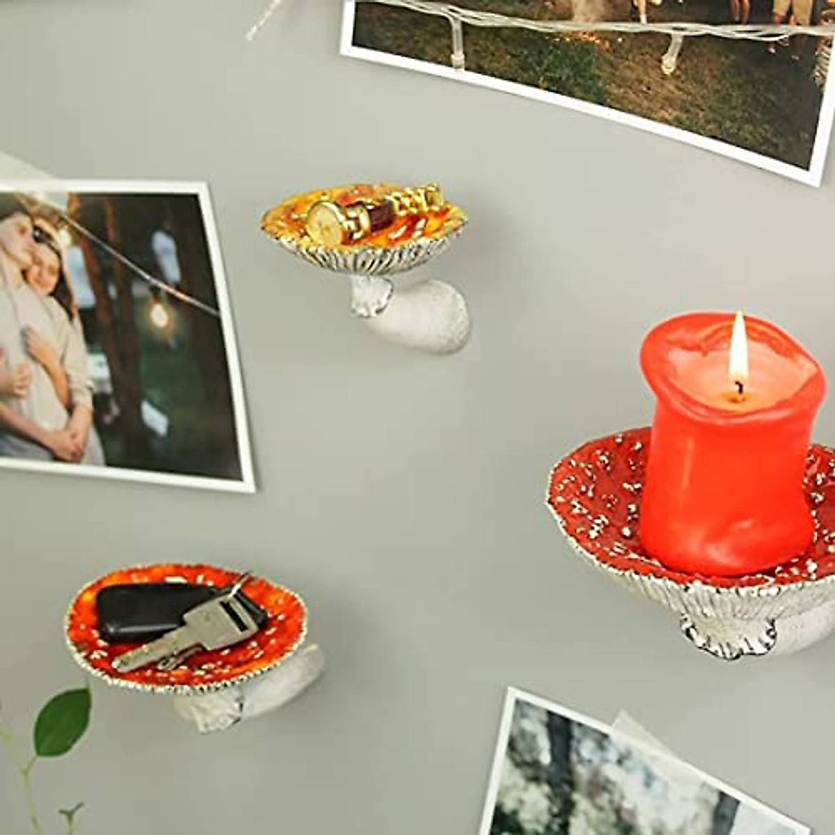 Jorzer Mushroom Hanging Shelf,Wall Floating Shelf Mushroom Shaped Resin Hanging Ornaments Home Decor Wall Storage Shelves for Bedroom, Living Room, Bathroom Floating Shelves