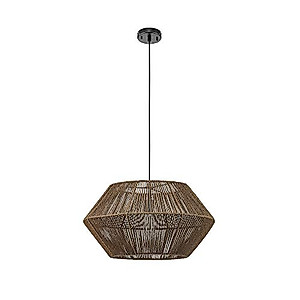 Globe Electric 60530 Malay 1-Light Pendant Light, Natural Twine Shade, Black Hanging Cord