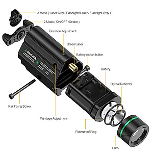 Feyachi LF-68 Green Laser Weapon Light 1000 Lumen LED Flashlight Combo with Picatinny Rail Mount for Pistol Rifle Rechargeable