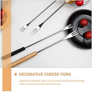 Hemoton Stainless Steel Fondue Forks: Kabob Skewer BBQ Forks Roasting Sticks Cheese Fondue Forks For Sausage Hot Dog Campfire Camping Stove Grill Black 6Pcs