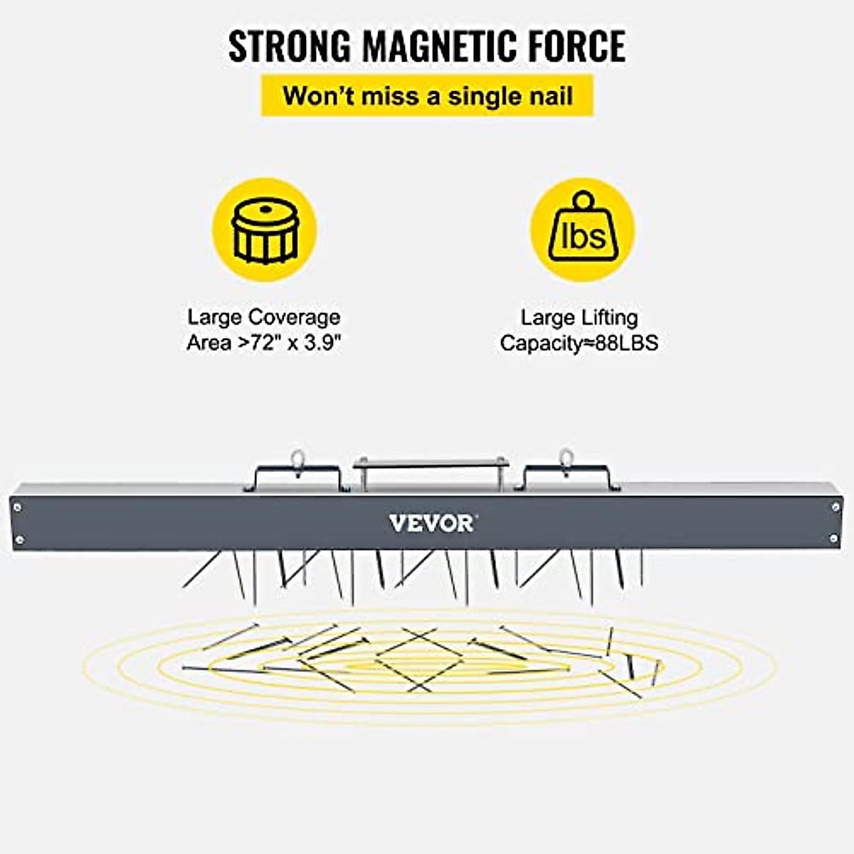 72 inches Hanging Magnet Magnetic Sweeper Tool Nail Magnet Sweeper Magnet Sweeper Magnetic Nail Sweeper Magnetic Sweepers fits Forklift