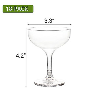 Belinlen 18 Count 5oz Acrylic Martini Glasses for Party Champagne Tower Plastic Champagne Coupe Glasses for Martini, Margarita, Cocktail, Dessert(Reusable, Dishwasher Safe)