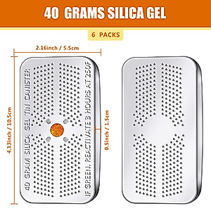 6 Pack 40 Gram Indicating Silica Gel Desiccant Canister Dehumidifier Orange Indicating Desiccant Reusable Moisture Absorber Bag for Car Closet Cabinet Bag Storage Box (6 Boxes)