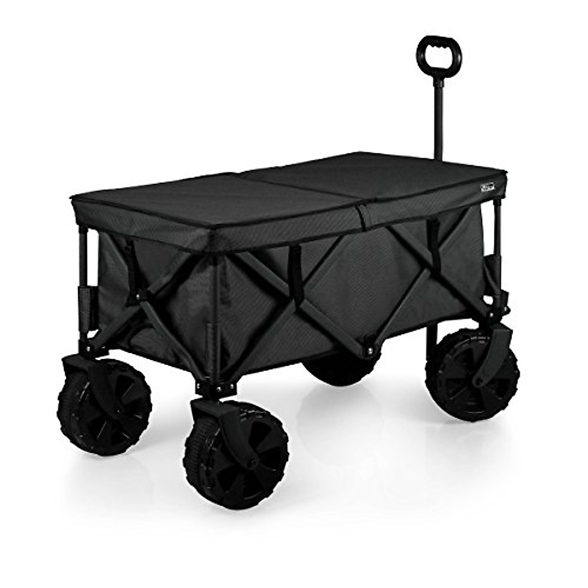 ONIVA - a Picnic Time brand Adventure Wagon Elite All-Terrain Folding Beach Wagon with Big Wheels plus Table Top Lid & Soft Cooler Liner, (Dark Gray)