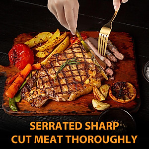 Gold ware Set, Stainless Steel 16 Piece Flatware Set for 4, Cutlery Utensils Set Include Knife/Fork/Spoon Service for 4, Mirror Polished and Dishwasher Safe (Gold)