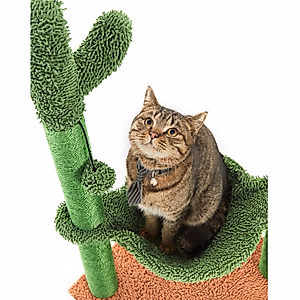 Catinsider 31" Cactus Cat Tree with Hammock and Full Wrapped Sisal Scratching Post for Small Cats Only Brown Medium