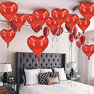 BEISHIDA 30 pcs18inch Red Heart Shape Foil Mylar Balloons for birthday party decorations, Wedding decorations, engagement party, celebration, holiday, show, party activities.