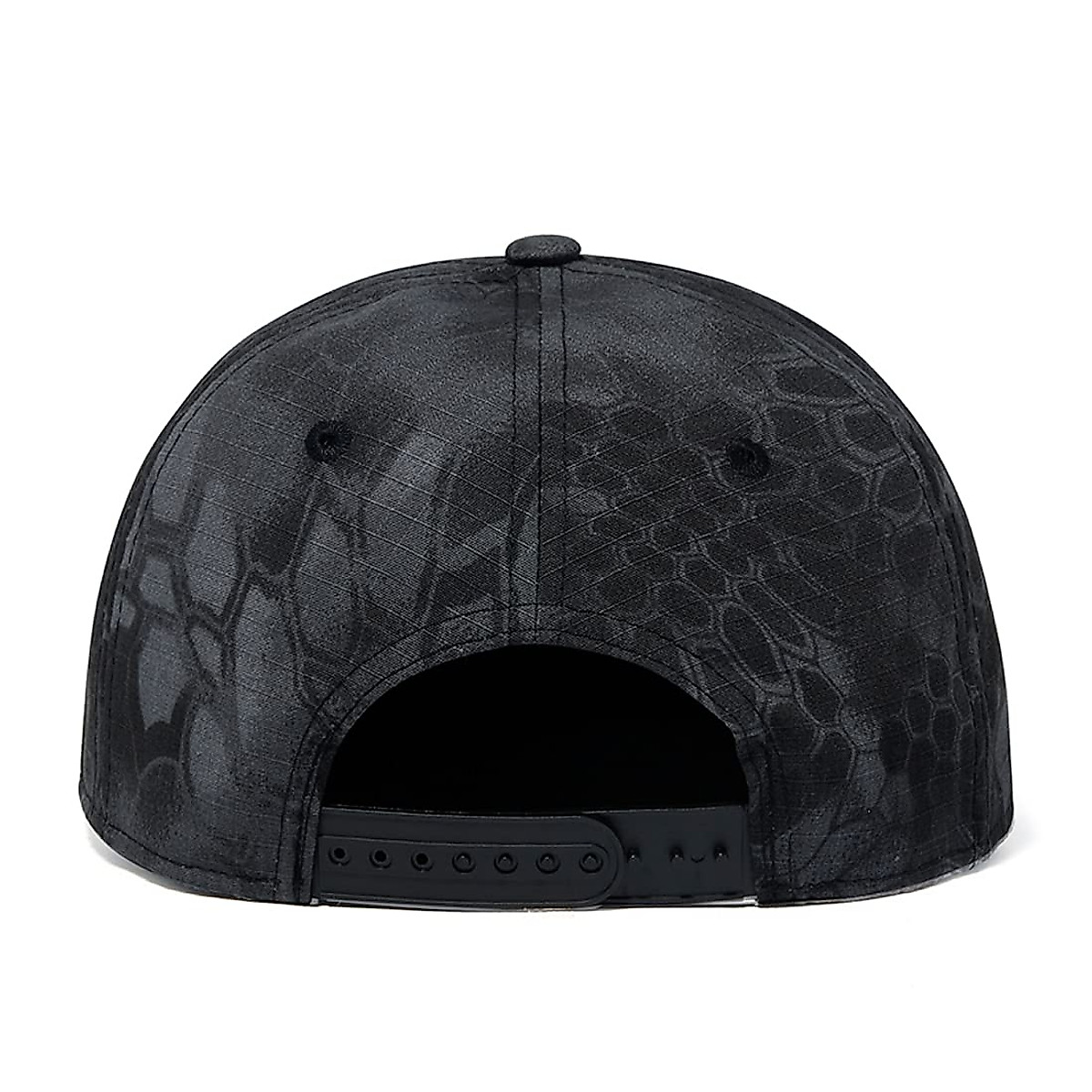 Quanhaigou Cool Snapback Hat Hip Hop Flat Bill Visor Cap - Black Grey Camo Unisex Adult Adjustable Baseball Hats (Black Grey)
