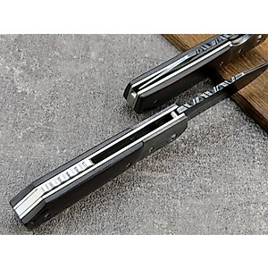 Sitivien ST234 Damascus Steel Folding Knife,Handmade VG10 Core Blade and Ebony Wood Liner Lock Handle,EDC Tool Knife for Men Outdoor Camping Damascus knife EDC Hunting Folding Knife … …