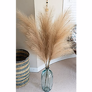 Boho Wish Faux Pampas Grass Decor Tall Set of 7 PCs -40 Inches Non-Shedding, Floor and Office Vase Filling-Fluffy Floral Branches -Wedding Decor- Home and Bedroom Table Decoration (Brown)